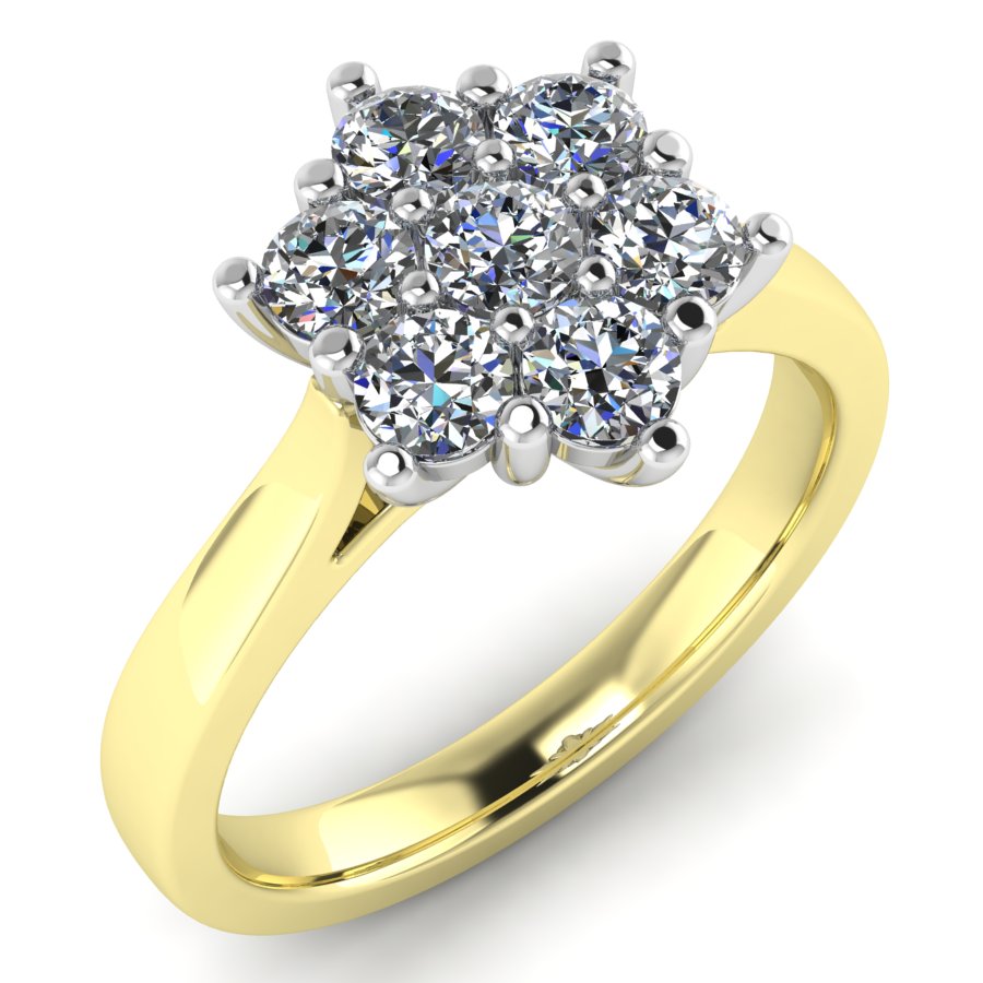 Diamond Flower Cluster Ring, The Two Tone Collection — Vulcan Jewellery