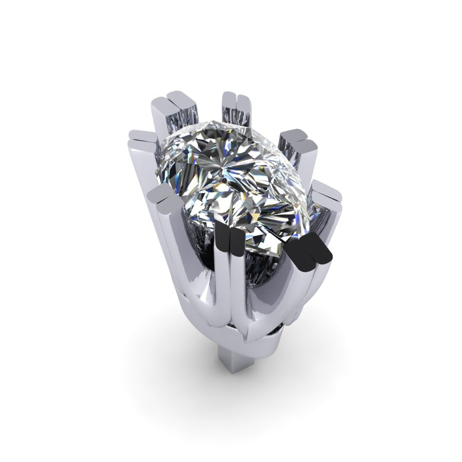 Pear Single Stone Eight Claw Traditional Rex Collet — Vulcan Jewellery