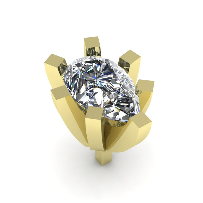 Pear Single Stone Narrow Six Claw Tulip Collet — Vulcan Jewellery