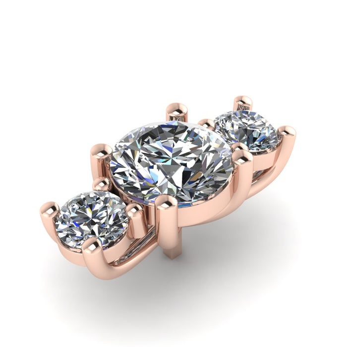 Round Three Stone Graduated Four Claw Wire Collet — Vulcan Jewellery